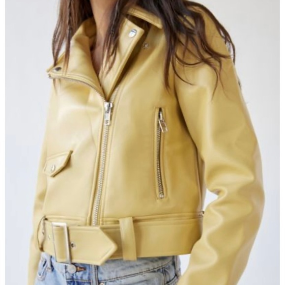 Urban Outfitters | Jackets & Coats | Uo Light Yellow Celeste Faux ...